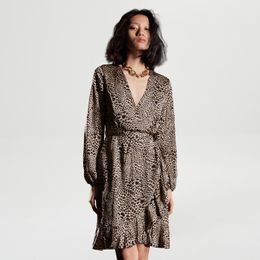 Kleid mit Kreuzherzeffekt und Animal-Print