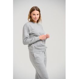 Basic Sweat mit Rundhalsausschnitt - Hellgrau meliert