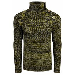 Rusty Neal Side Button-Placket Grobstrick Rollkragen-Pullover