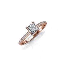 Einfacher quadratischer Ring - Ros&eacute;gold und Kristall