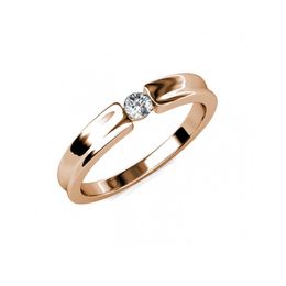 Einfacher Ring - Ros&eacute;gold und Kristall