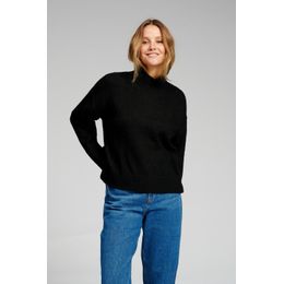 Gestrickter Pullover mit Rollkragen in &Uuml;bergr&ouml;&szlig;e - Schwarz