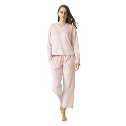 Damen Schlafanzug mit langen &Auml;rmeln und V-Ausschnitt JJBDP0202