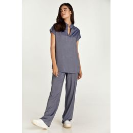 Blaues &auml;rmelloses Top im Denim-Stil