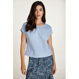 Himmelblaues &auml;rmelloses besticktes Top
