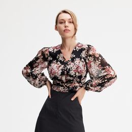 Kurze Bluse mit Blumendruck