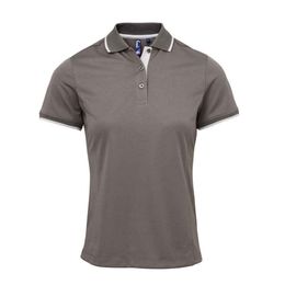 Premier - "Coolchecker" Poloshirt f&uuml;r Damen (Dunkelgrau/Silber)