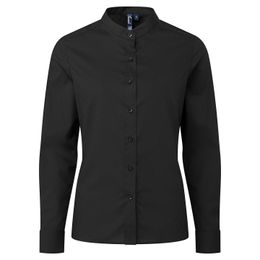 Premier - Formelles Hemd Opa-Kragen f&uuml;r Damen (Schwarz)