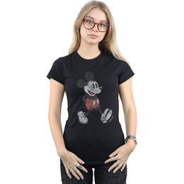 Disney Damen/Damen Walking Mickey Mouse T-Shirt aus Baumwolle (Schwarz)