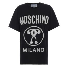 Moschino Milano - Schwarzes T-shirt Mit Doppeltem Fragezeichen-logo
