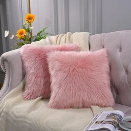 Echtes Schaffell, rosa, echte Wolle, einseitiges Kissen