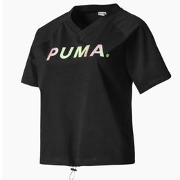 Puma v Hals Damen Tee Grafikmarke T-Shirt Black 595221 01