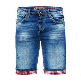 Rusty Neal Blue Used Jeans Shorts mit Karomuster "SATTO"