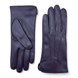Lila Damen-Autofahrerhandschuhe aus italienischem Leder mit weichem Wollfutter und Winter-Ziernahtdesign