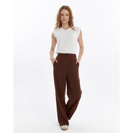 Damen Doppelt Krepp Grasnaht Detailed Tasche Palazzo-Hose Braun