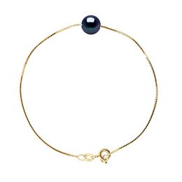 DIADEMA - Armband - Echte S&uuml;&szlig;wasserperlen - Schwarz - Gelbgold