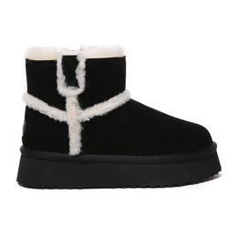 EVER AU Damen Leder Chic Plateau Kurzstiefel - Barren