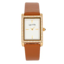 Montre &agrave; bracelet en cuir Sophie et Freda Wilmington avec cristaux Swarovski