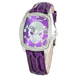 Chronotech Totenkopf Lila Glitzer Uhr