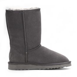 Damen Winterstiefeletten aus echtem Schaffell in Grau mit Wildleder-Optik - D&auml;mmerung