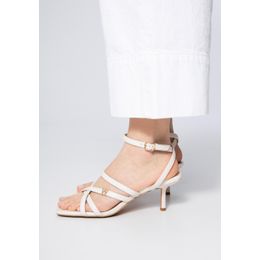 Wittchen Damen-Ledersandalen mit Riemchen und hohem Absatz, cremefarben