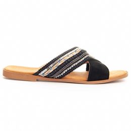 Montevita Flipp5 Flachsandale in Schwarz