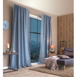 Gardine HOME BASICS "ESKIMO" Gr. 1, blau, B:135cm H:145cm, Polyester, Polyester, Gardinen, Gardine, Thermostoff Uni ESKIMO