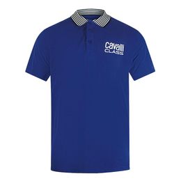 Cavalli Class - Poloshirt Mit Gestreiftem Kragen In Irisblau