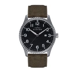 Montre Elevon Crosswind avec bracelet en cuir recouvert de toile et date