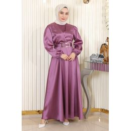 Mit G&uuml;rtel Satin Abendkleid Altrosa