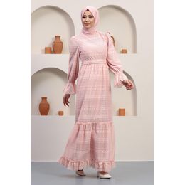 Perlen Detailed Spitzen Abendkleid Puder