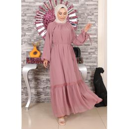 Spitzen Detailed Chiffon Abendkleid Altrosa