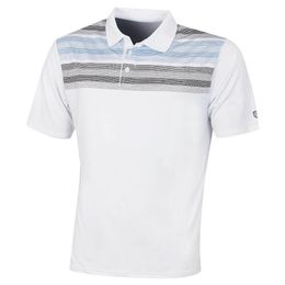 Insel Green Matrix Print Mens White Golf Polo Shirt