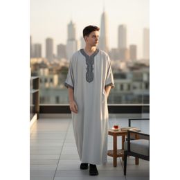 Graue marokkanische Thobe-Robe f&uuml;r Herren Eid Djellaba Gandoura Jubba LFS- HM65
