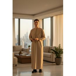 Herren Beige Ramadan marokkanische Jubba Robe Djellaba Eid Kaftan Thobe LFS -TT-007