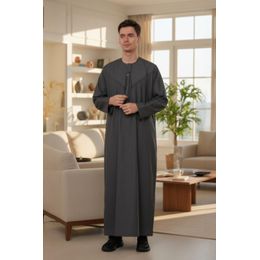 Herren Grau Eid Marokkanische Jubba Robe Djellaba Ramadan Eid Thobe LFS-HM11