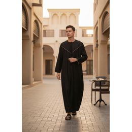 Herren Schwarz Ramadan Marokkanische Jubba Robe Djellaba Eid Kaftan Thobe LFS -TT-007