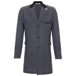 Grauer Crombie-Mantel f&uuml;r Herren, 3/4 lang, Herringbone-Tweed-Mantel, Peaky Blinder