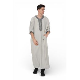 Marokkanische Thobe-Robe f&uuml;r Herren in grauer Kohle, Eid Djellaba Gandoura Jubba &ndash; HM65