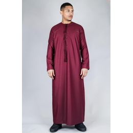 Rote Thobe Emirati islamische Jubba-Robe f&uuml;r Herren, Eid-Quaste, normale Passform