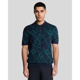 Lyle & Scott Lyle & Scott Golf Outline Strick-Polohemd - Marineblau