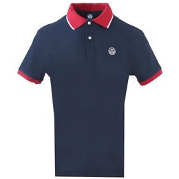 Marineblaues Poloshirt mit kontrastierendem Kragen von North Sails