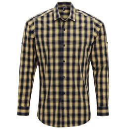 Premier - "Mulligan" Hemd f&uuml;r Herren Lang&auml;rmlig (Camel/Marineblau)