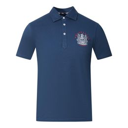 Aquascutum Aldis London Logo Blaues Poloshirt
