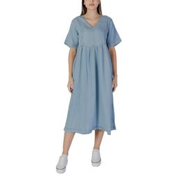 B.Young L&auml;ssiges Denim-Kleid Kurzarm V-Ausschnitt
