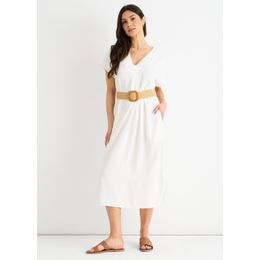Wei&szlig;es Air Flow Kleid mit G&uuml;rtel und &Uuml;bergr&ouml;&szlig;e