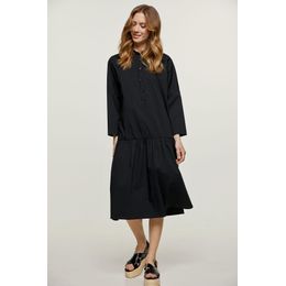 Schwarzes Kleid in &Uuml;bergr&ouml;&szlig;e mit Kn&ouml;pfen