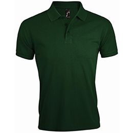 SOLS Mens Prime Pique Plain Kurzarm-Poloshirt (flaschengr&uuml;n)