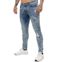 Enzo | Herren Skinny Stretch Ripped Jeans - Hellblau