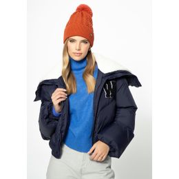 Wittchen Damen-Oversize-Jacke mit Kragen aus Kunstlammfell, marineblau